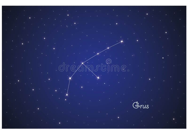 Grus Constellation. Bright Yellow Stars in the Night Sky. a Cluster of ...