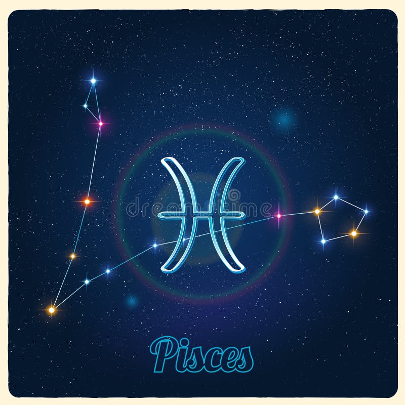 Vector Constellation Pisces with Zodiac Sign Stock Vector ...