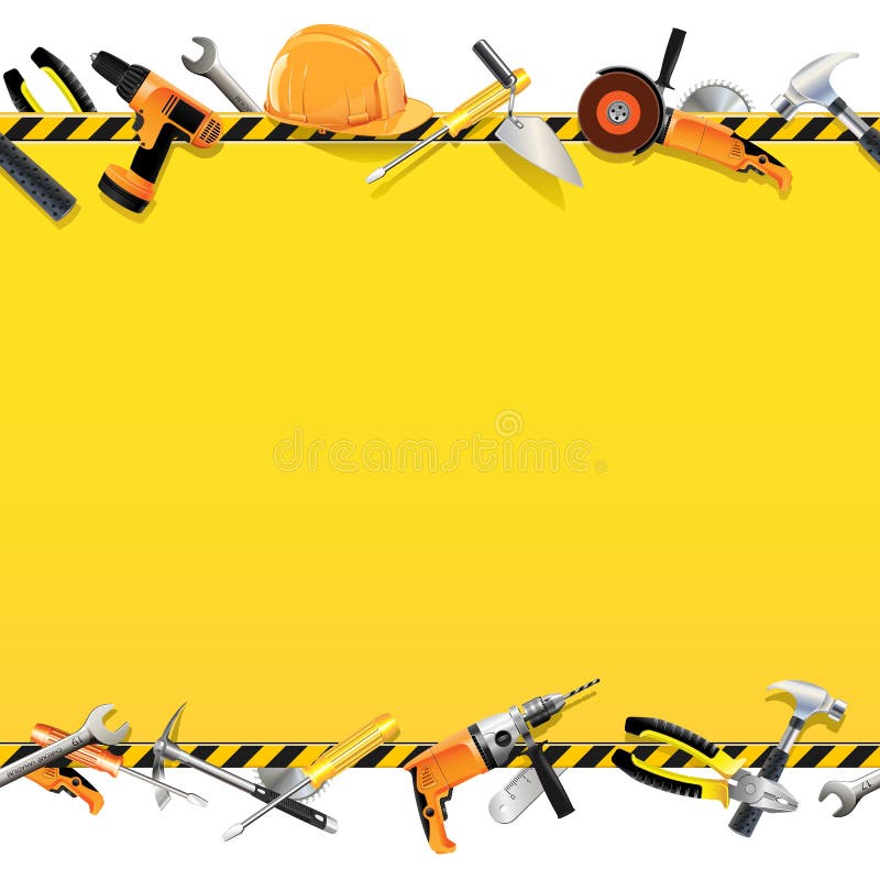 Vector Construction Sign with Tools Stock Vector - Illustration of ...