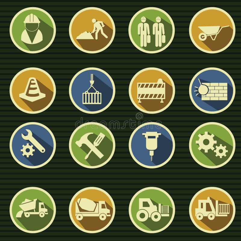 Vector Construction Icon Set Stock Vector - Illustration of helmet ...