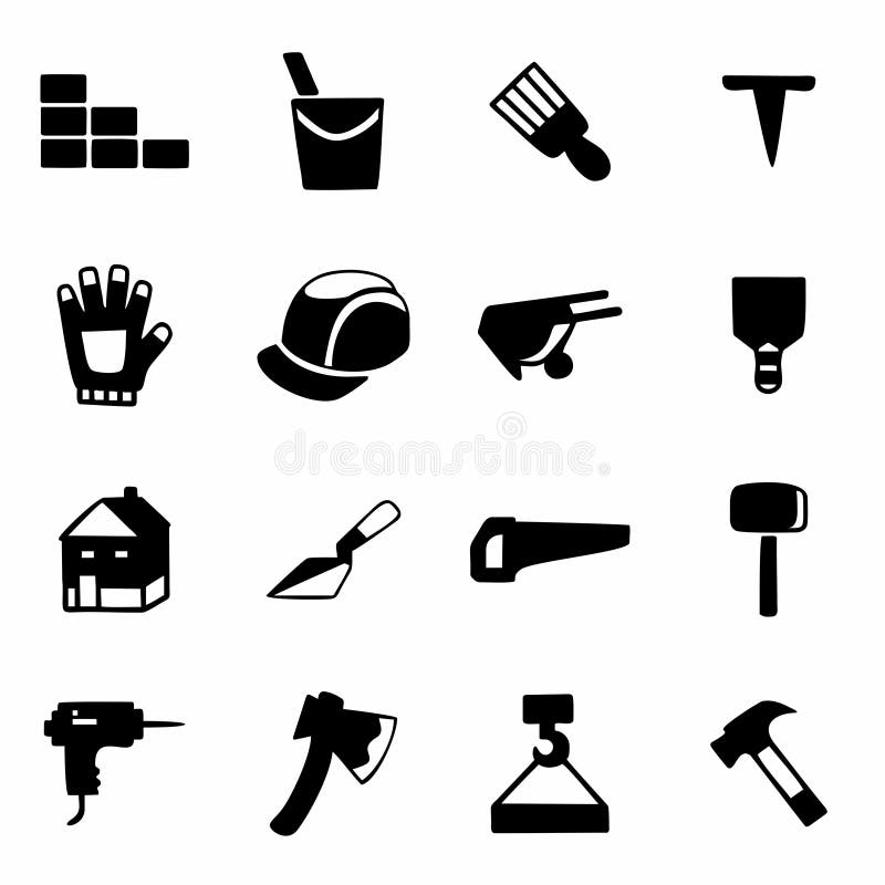 Vector Construction Icon Set Stock Vector - Illustration of painting ...