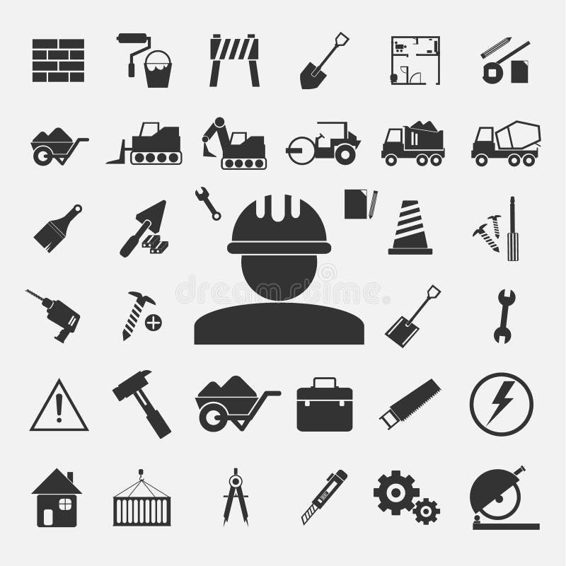 Set Icons of Cement and Concrete Stock Vector - Illustration of ...