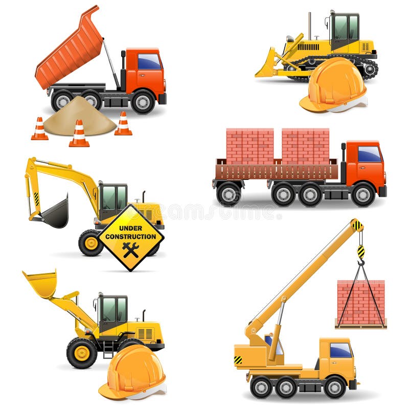 Vector Construction Machines Set 3 Stock Vector - Illustration of logistic, logistics: 33478814