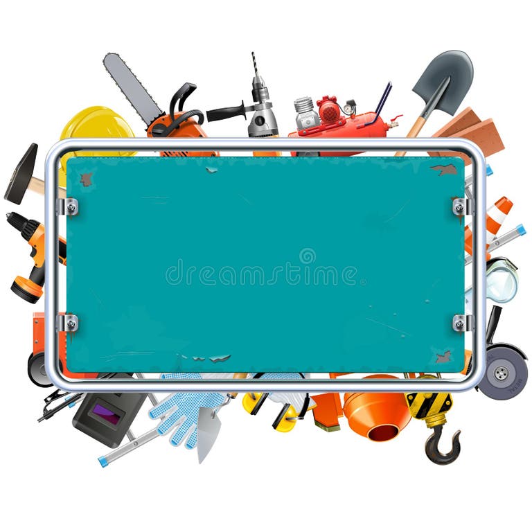 Vector Construction Rusty Frame with Tools Stock Vector - Illustration ...