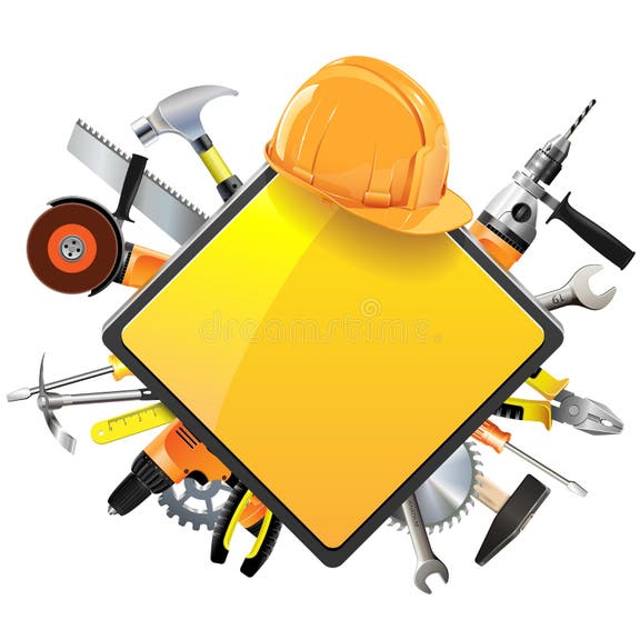 Vector Construction Sign with Tools Stock Vector - Illustration of ...