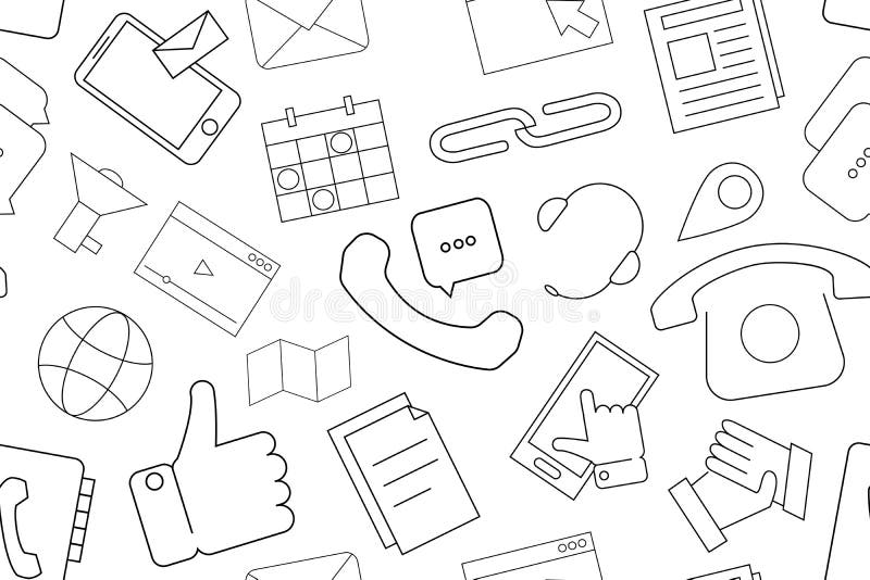 Vector Contact Us Pattern. Contact Us Seamless Background Stock Vector ...