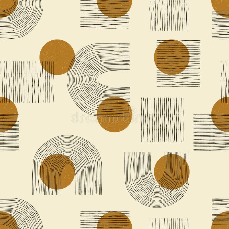 Vector Contemporary Seamless Pattern with Aesthetic Hand Drawn Abstract ...