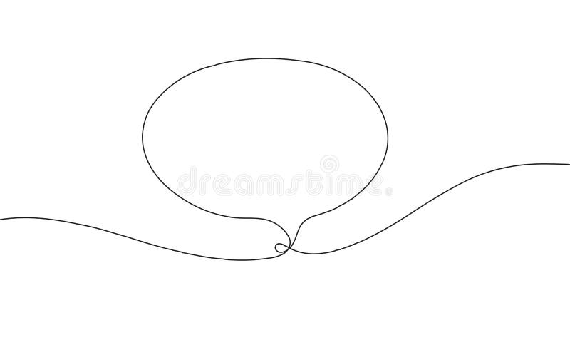 Vector Continuous Line Circle Speech Bubble, Black Line Isolated on ...