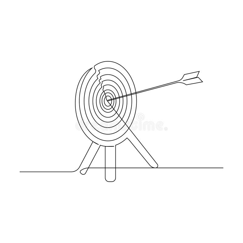 Vector Continuous One Line Drawing of Arrow on the Target Concept of ...