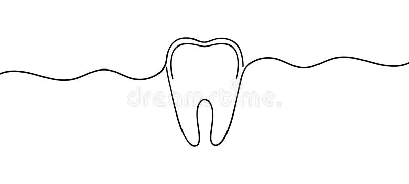 Vector Continuous One Line Drawing of Tooth Stock Illustration ...