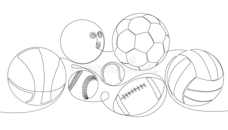 Sport Balls Line Silhouette Stock Illustrations – 282 Sport Balls Line ...