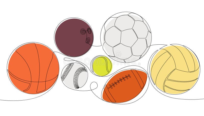 Sport Balls Line Silhouette Stock Illustrations – 282 Sport Balls Line ...