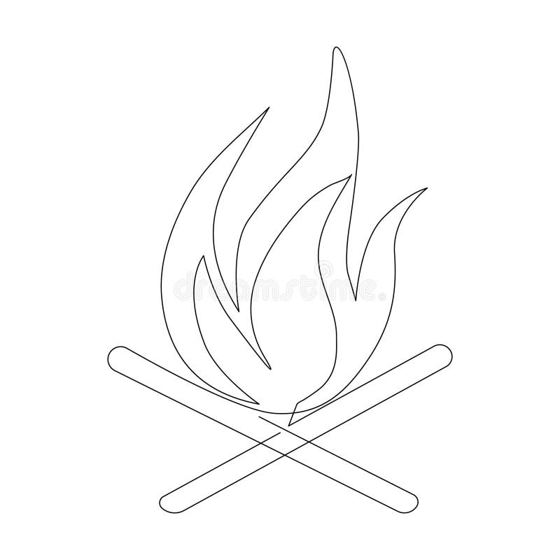 Vector Continuous Single Line Drawing of Bon Fire on White Background ...