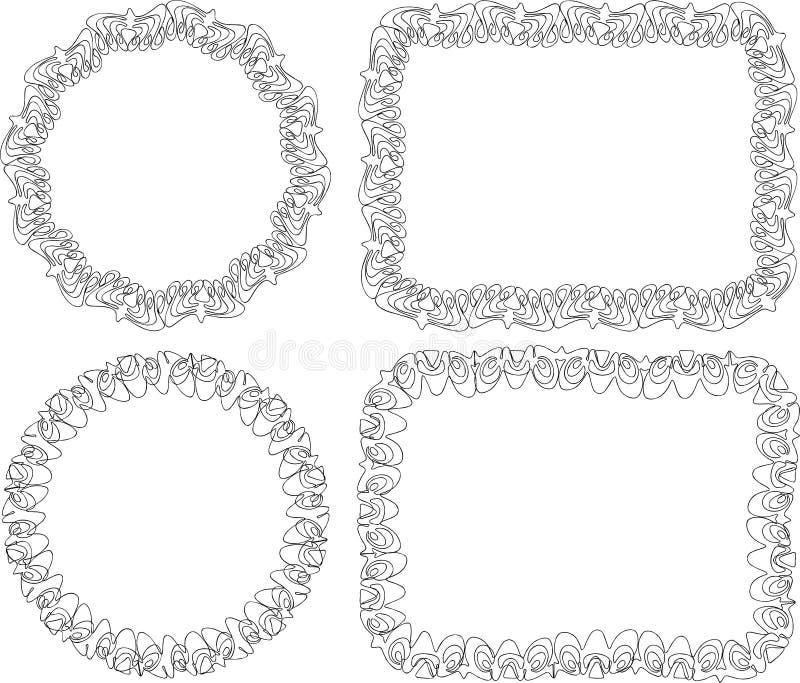 Vector Contour Doodle Drawings of Decorative Borders from Curved Design ...