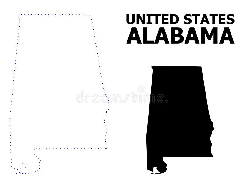 Vector Contour Dotted Map of Alabama State with Caption Stock Vector ...