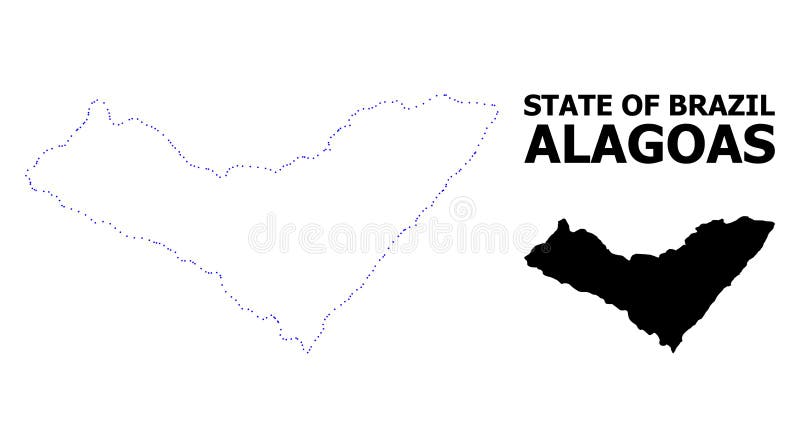 Vector Contour Dotted Map of Alagoas State with Name Stock Vector ...