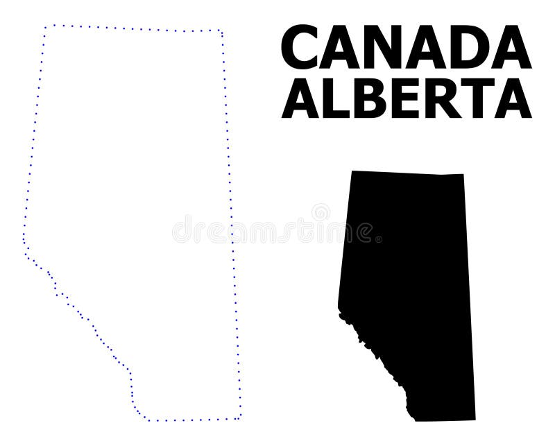 Vector Contour Dotted Map of Alberta Province with Name Stock Vector ...