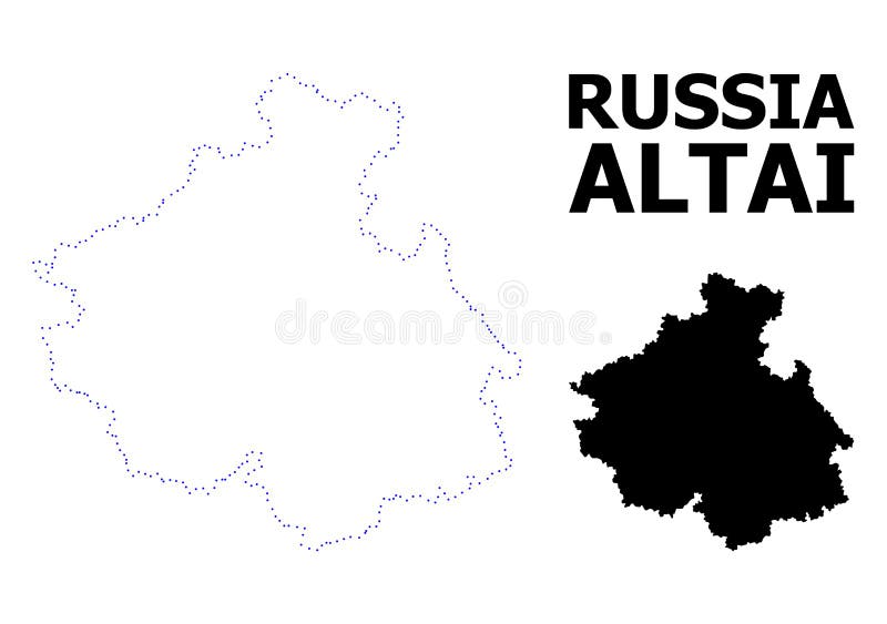 Vector Contour Dotted Map of Altai Republic with Caption Stock Vector ...