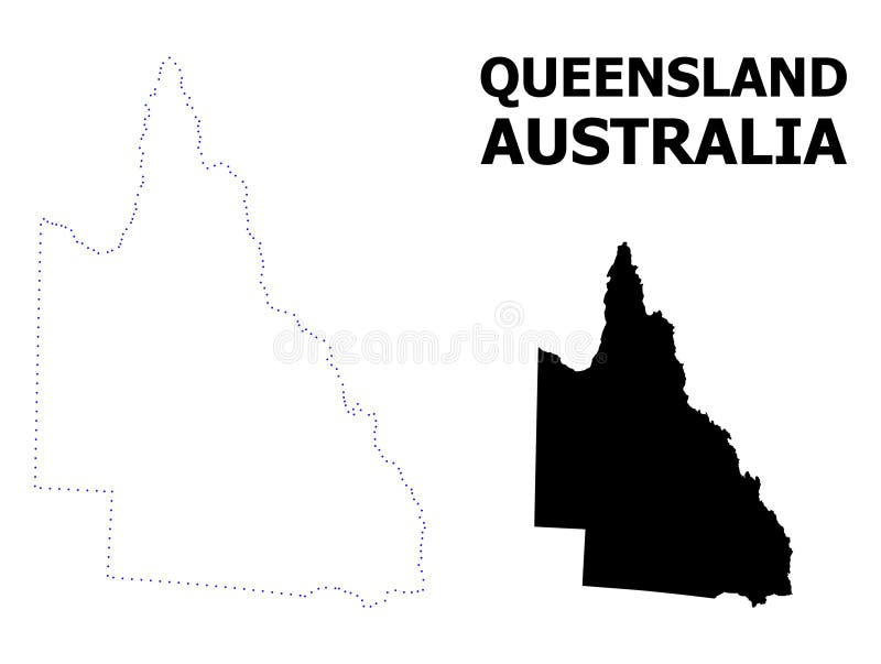 Vector Contour Dotted Map of Australian Queensland with Caption Stock ...