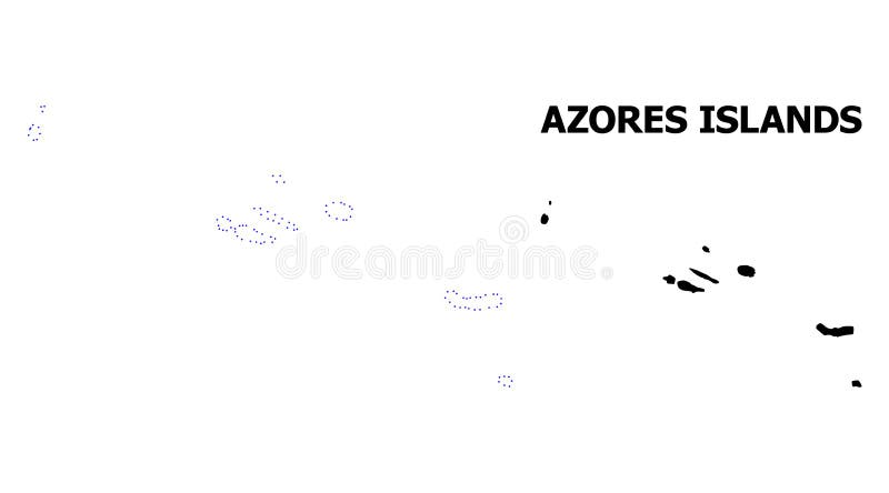 Vector Contour Dotted Map of Azores Islands with Name Stock Vector ...