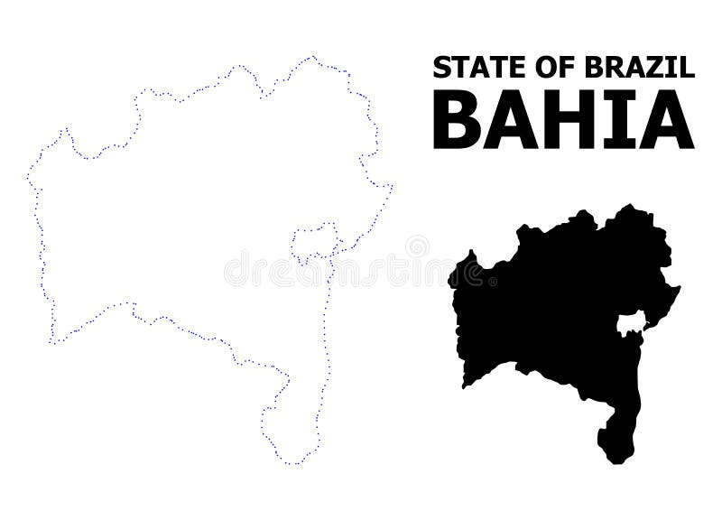 Vector Contour Dotted Map of Bahia State with Caption Stock Vector ...