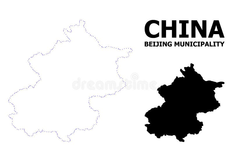 Vector Contour Dotted Map of Beijing Municipality with Name Stock ...