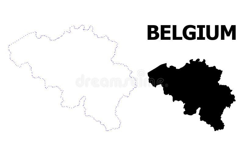 Vector Contour Dotted Map of Belgium with Name Stock Vector ...