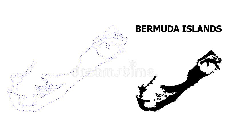 Vector Contour Dotted Map of Bermuda Islands with Name Stock Vector ...