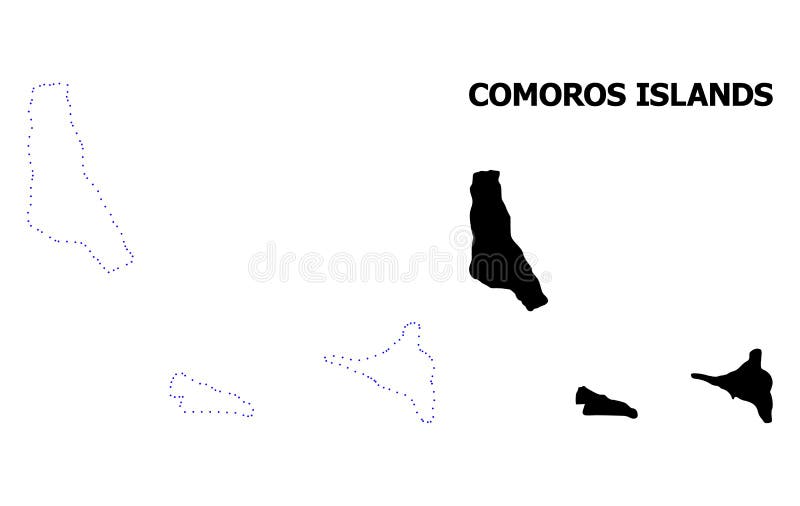 Vector Contour Dotted Map of Comoros Islands with Name Stock Vector ...