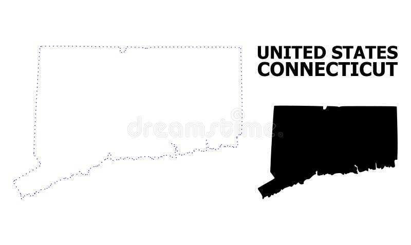 Vector Contour Dotted Map of Connecticut State with Caption Stock ...
