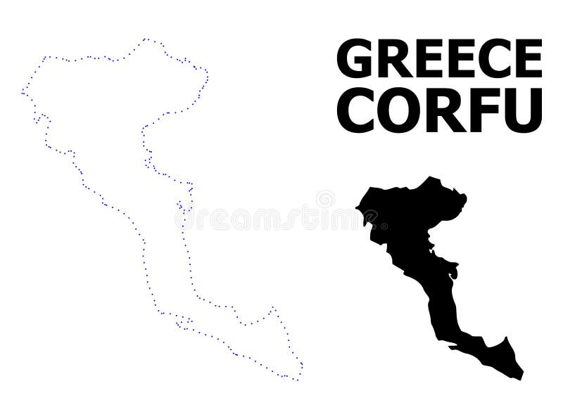 Vector Contour Dotted Map of Corfu Island with Caption Stock Vector ...