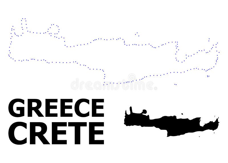 Vector Contour Dotted Map of Crete Island with Name Stock Vector ...