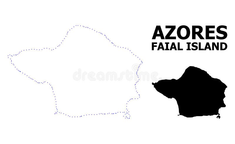 Vector Contour Dotted Map of Faial Island with Name Stock Vector ...