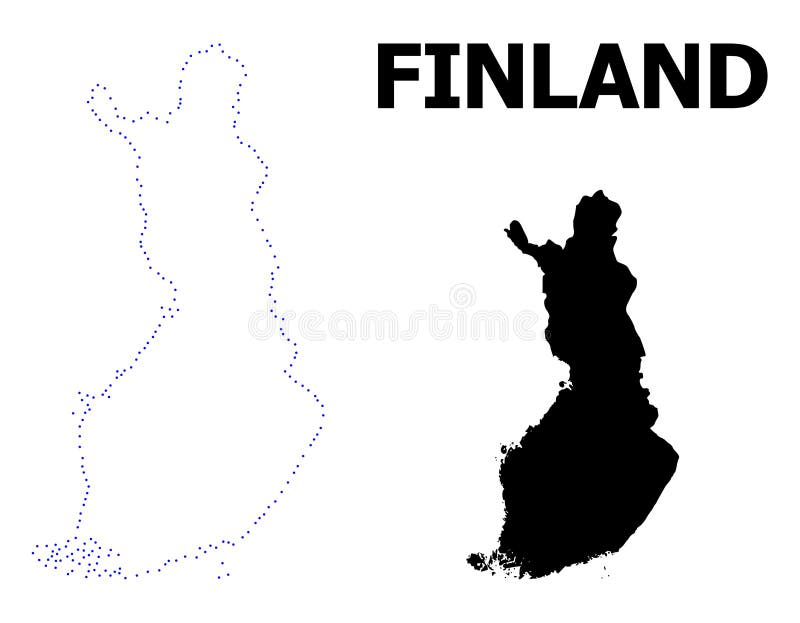Vector Contour Dotted Map of Finland with Caption Stock Vector ...