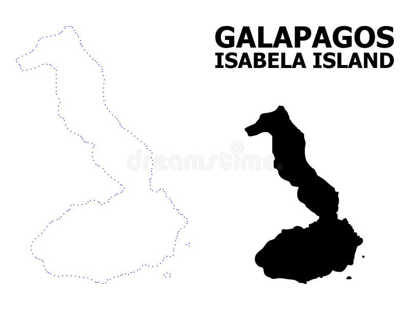 Vector Contour Dotted Map of Galapagos - Isabela Island with Name Stock ...