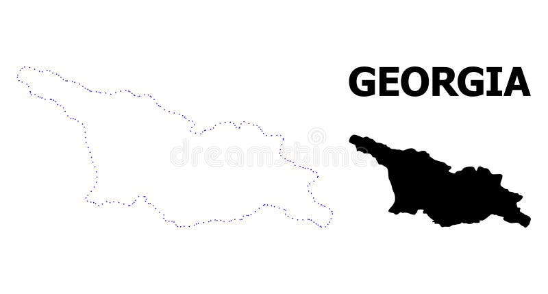 Vector Contour Dotted Map of Georgia with Name Stock Vector ...