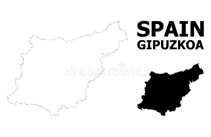 Vector Contour Dotted Map of Gipuzkoa Province with Caption Stock ...
