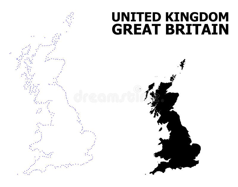 Vector Contour Dotted Map of Great Britain with Caption Stock Vector ...