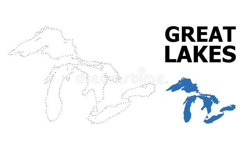 Vector Contour Dotted Map of Great Lakes with Caption Stock Vector ...