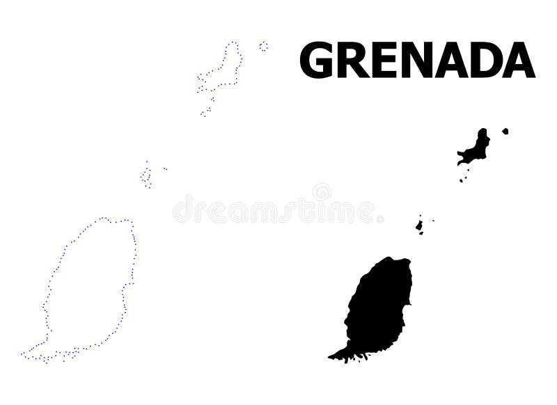 Vector Contour Dotted Map of Grenada Islands with Name Stock Vector ...
