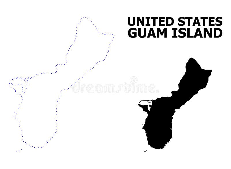 Vector Contour Dotted Map Of Guam Island With Caption Stock Vector ...