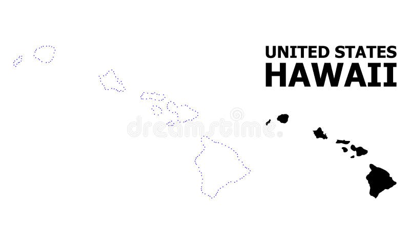 Vector Contour Dotted Map of Hawaii State with Caption Stock Vector ...