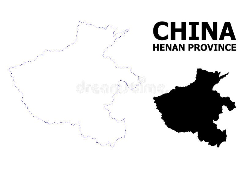 Vector Contour Dotted Map of Henan Province with Name Stock Vector ...
