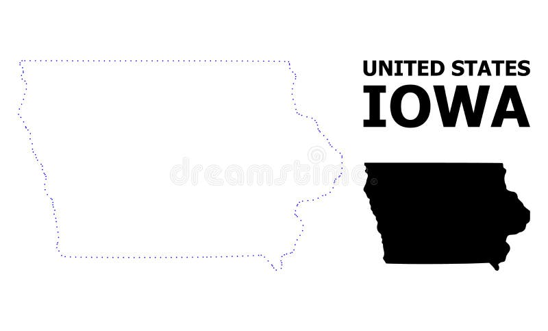 Vector Contour Dotted Map of Iowa State with Name Stock Vector ...