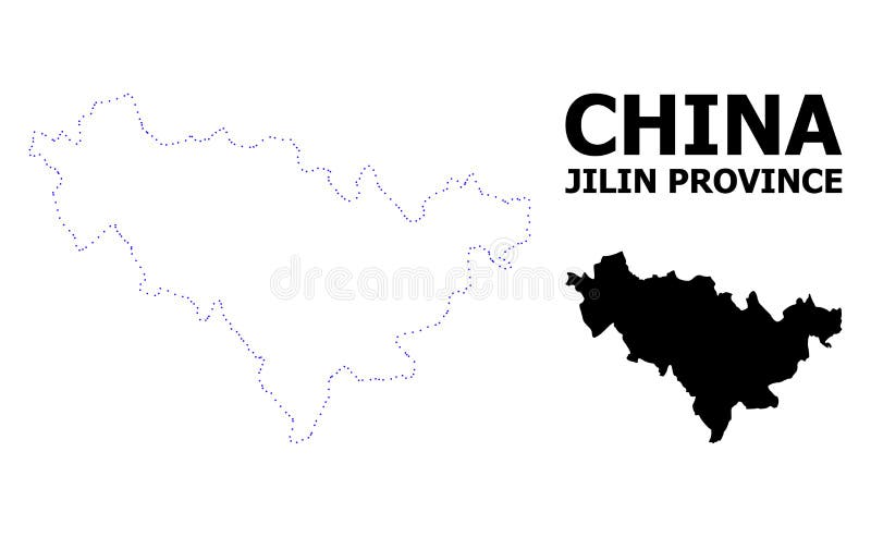 Vector Contour Dotted Map of Jilin Province with Caption Stock Vector ...