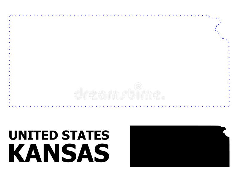 Vector Contour Dotted Map of Kansas State with Caption Stock Vector ...