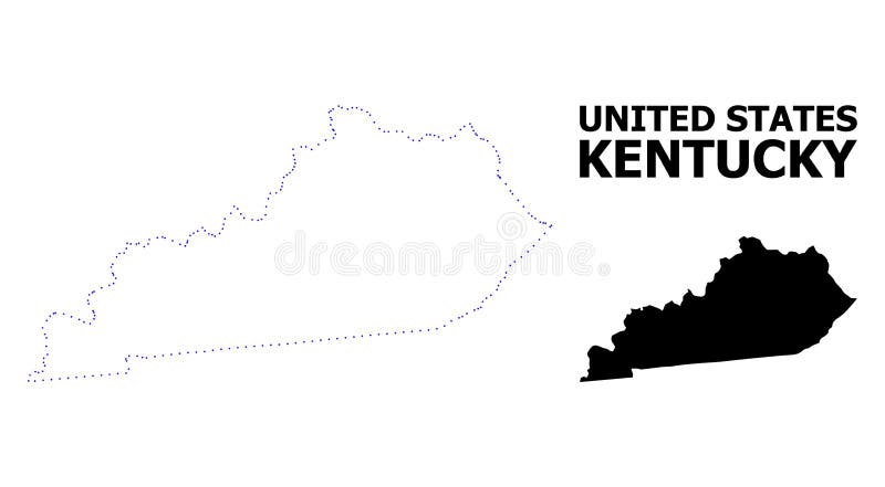 Vector Contour Dotted Map of Kentucky State with Caption Stock Vector ...