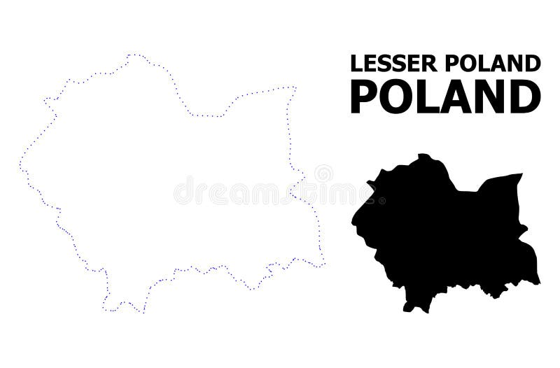 Vector Contour Dotted Map of Lesser Poland Province with Caption Stock ...