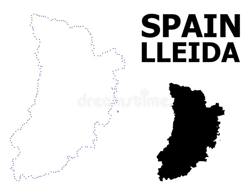 Vector Contour Dotted Map of Lleida Province with Name Stock Vector ...