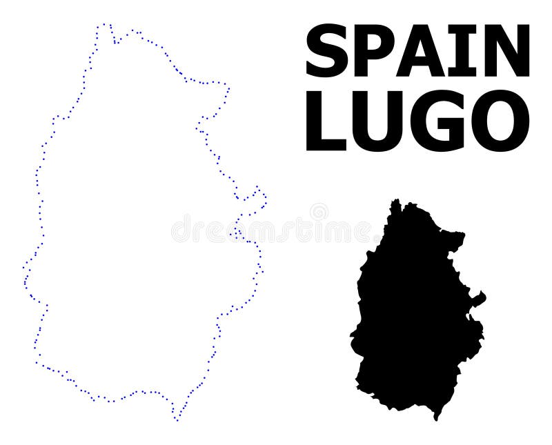 Vector Contour Dotted Map of Lugo Province with Caption Stock Vector ...